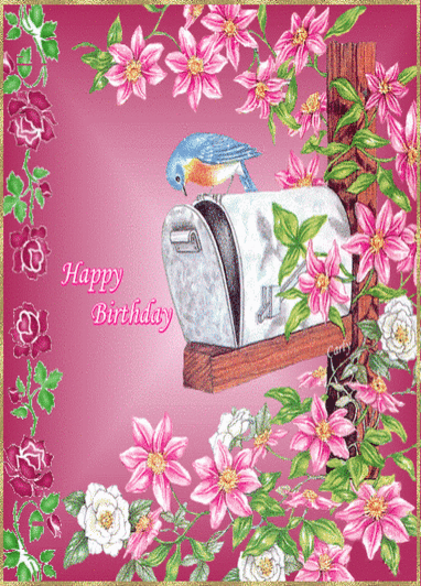 Birthday Flip Card Bird Mailbox