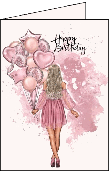 Birthday Card 'Girl Balloons'
